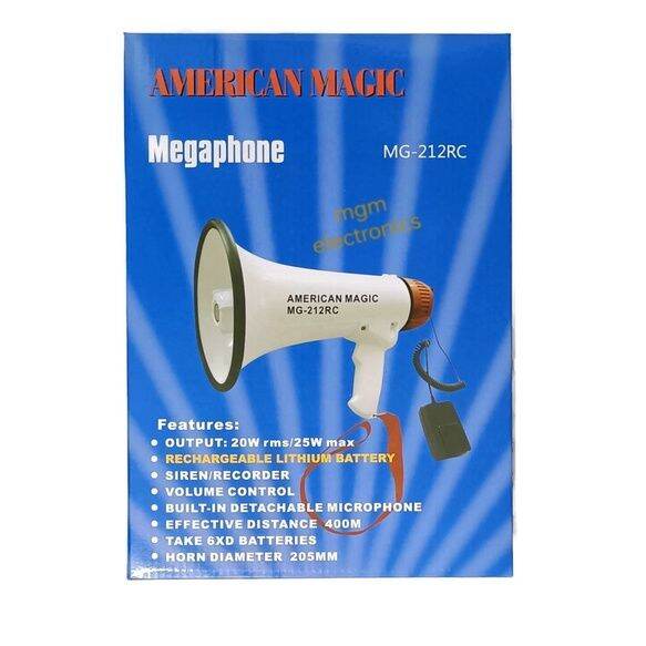 MEGAPHONE MG212RC AMERICAN MAGIC Portable Rechargeable Megaphone 25w ...