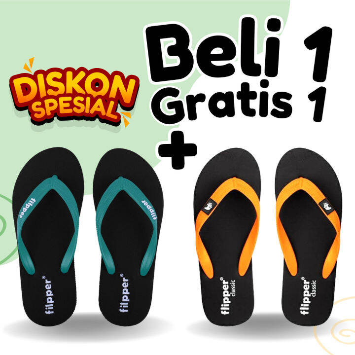 Beli 1 Gratis 1 Sandal Jepit Pria Wanita Sendal Flip Flop Cewek Cowok ...