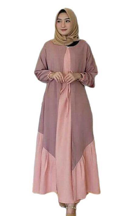 Gamis Trendy Model Baju Panjang Polos Muslim Gaun Kerja Dress Pesta ...