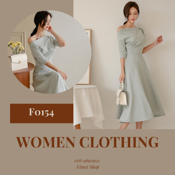 Nimei Shop Women Clothing Mid Length Slimming Sloping Shoulder Lady ...