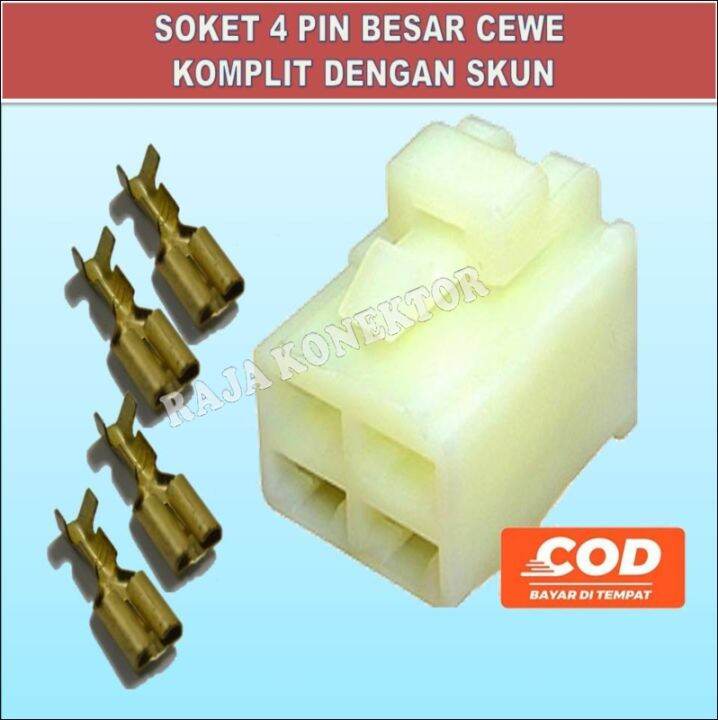 ( Isi 5 Pasang ) Soket Kabel 4 Pin Besar Cewe Female Komplit Dengan ...