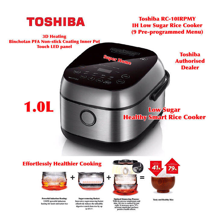 Toshiba Rice Cooker RC-10IRPMY 1.0L IH Low Sugar Digital Smart Rice Cooker - 1.0L 3.0mm 7-LAYER ...