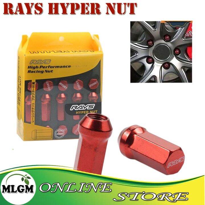 【READY STOCK】 Rays Hyper Nut Steel Lug Nut 12mm x 1.5mm 20 pcs.(Red) | Lazada PH