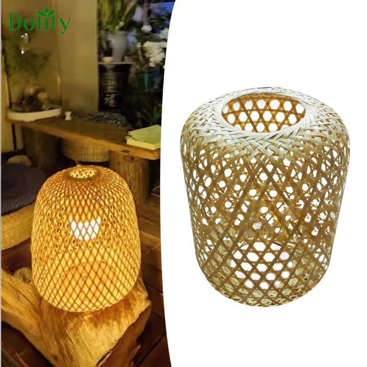 Dolity Bamboo Lamp Shade Ceiling Light Fixture Cover Hanging Pendant ...