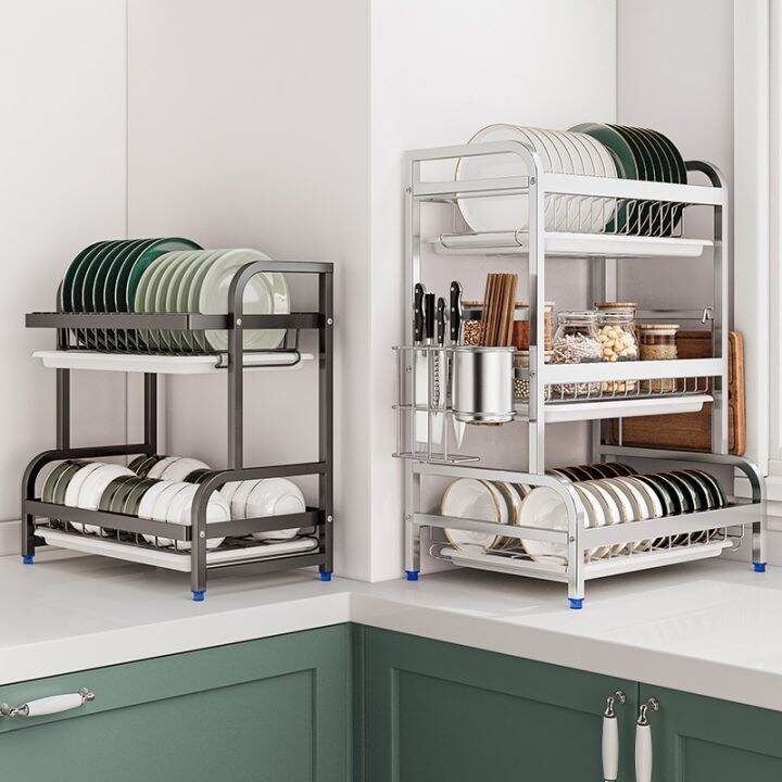 plate rack ☁Stainless Steel Drainer Drying Rack Kitchen Countertop ...