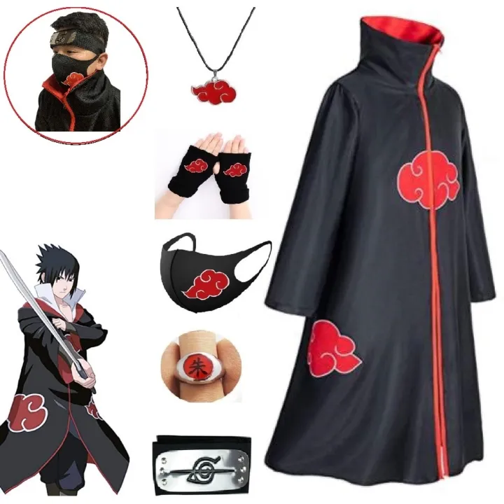 Adult Child Boy Girl Naruto Costume Anime Akatsuki Cloak with Headband ...