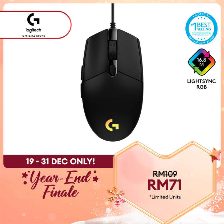 Logitech G102 Light Sync Gaming Mouse with Customizable RGB Lighting, 6 Programmable Buttons ...