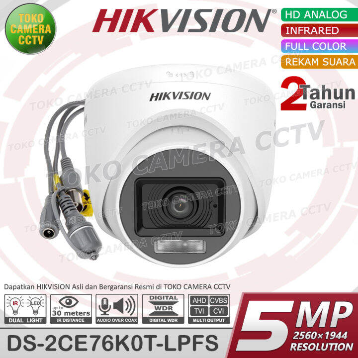 KAMERA CCTV INDOOR 5MP AUDIO COLORVU HIKVISION DS-2CE76K0T-LPFS DUAL | Lazada Indonesia
