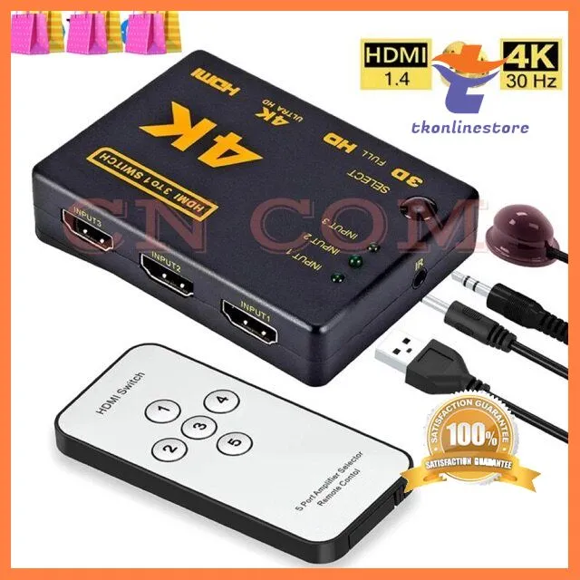 จัดส่งฟรี MINI HDMI Switcher 4K HD1080P 5 พอร์ต HDMI SWITCH SELECTOR ...