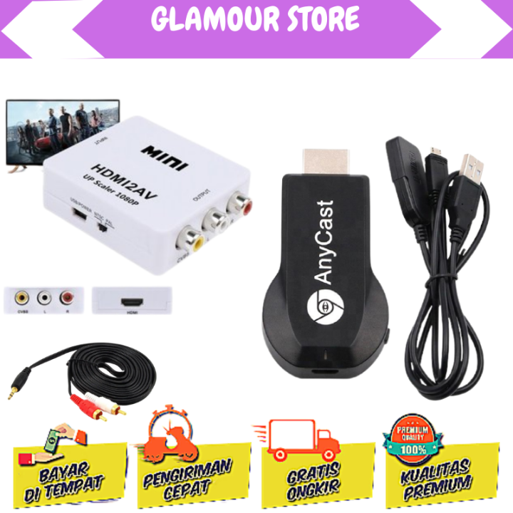 MP Paket lengkap sambungan HP android ke TV tabung (anycast dongle + hdmi2av ) harga sudah satu ...