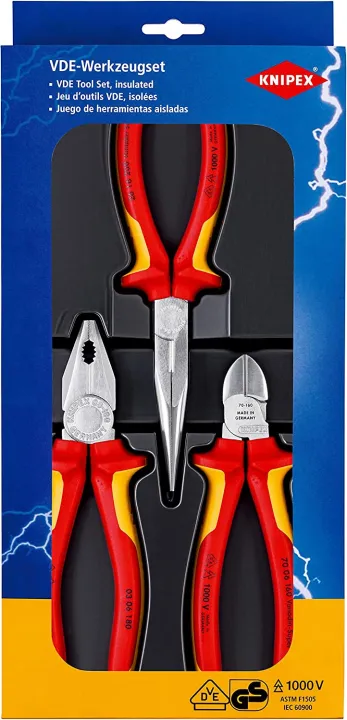 Knipex 00 20 12 Electric Pliers Set, VDE Tool Set, insulated, 3 Piece ...