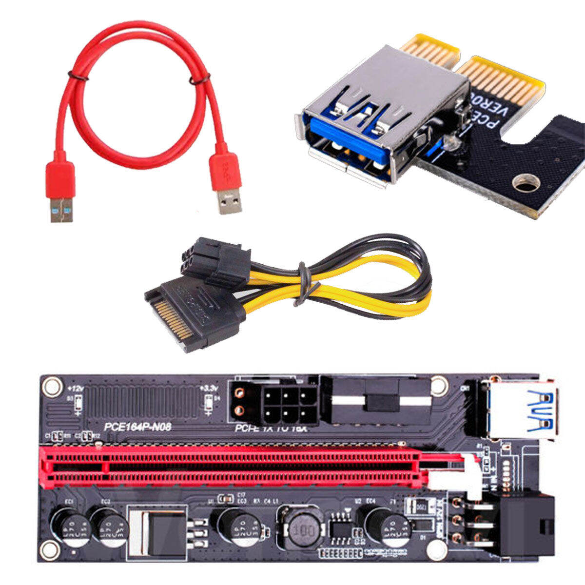 ส่งทุกวัน ส่งจากไทย VER 009S Riser Card มีไฟ LED สาย Riser USB3.0 PCIE ...