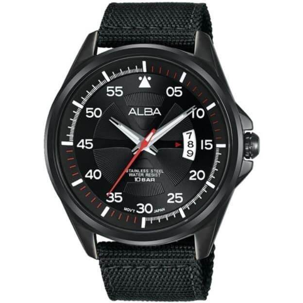 นาฬิกาผู้ชาย ALBA Quartz เรือนสแตนเลสดำ สายไนล่อนผ้า สายเดินป่าชอบ ...