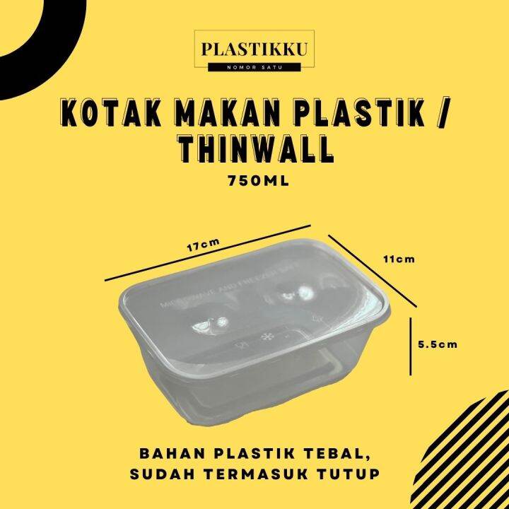 Kotak Makan Plastik Thinwall Kotak Persegi Panjang 750ml Lazada