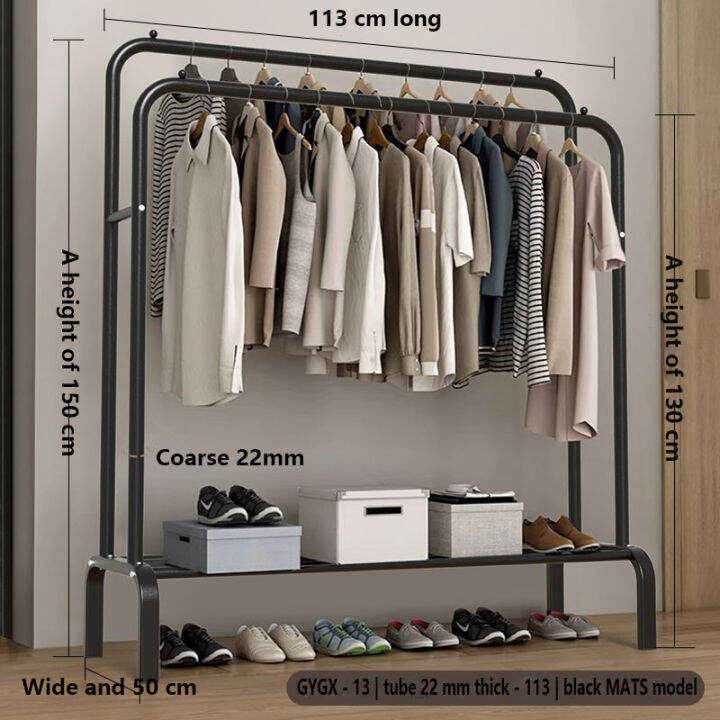 Bold double-row drying rack double-rod hanger floor-standing vertical ...