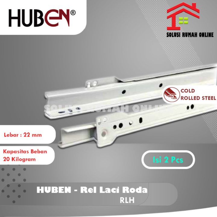 HUBEN Rel Laci Roda RLH 30 - 50 cm / Drawer Cabinet Slide / Putih Roll ...