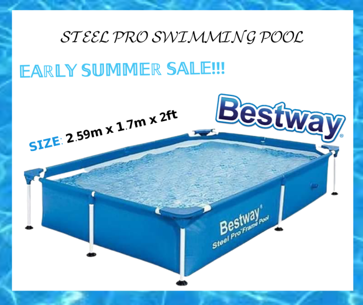 J&C ORIGINAL BESTWAY RECTANGULAR STEEL PRO SWIMMING POOL HEAVY DUTY 2 ...