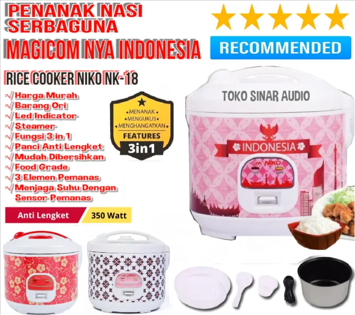 Magicom 1,8 Liter Niko NK-18 Rice Cooker 350 Watt - 3 in 1 Anti Lengket - Berkualitas - TOKO ...