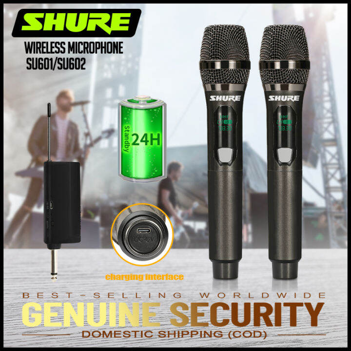 SHURE SU601/SU602 ไมโครโฟนไร้สาย 2 ไมโครโฟนแบบใช้มือถือ 50M ระยะทางรับ ...