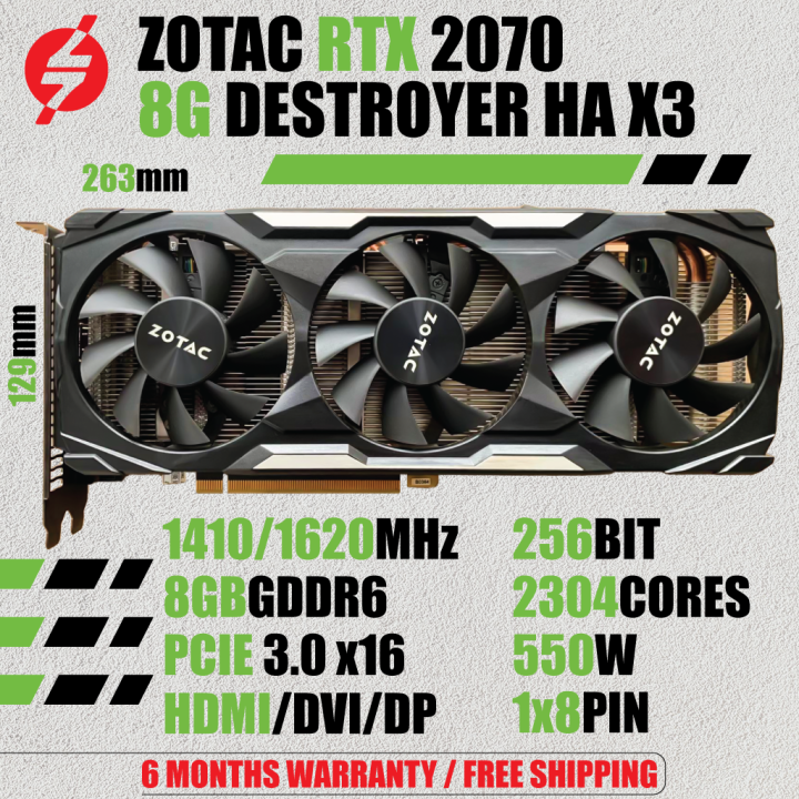 USED Zotac RTX 2070 8G D6 Graphic Card grafik card GPU nvidia RTX2070 ...