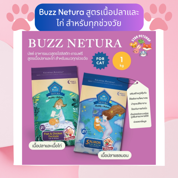 Buzz Netura 1Kg บัซซ์ อาหารแมวสูตรโฮลิสติก-เกรนฟรี เกรดพรีเมียม สูตร ...