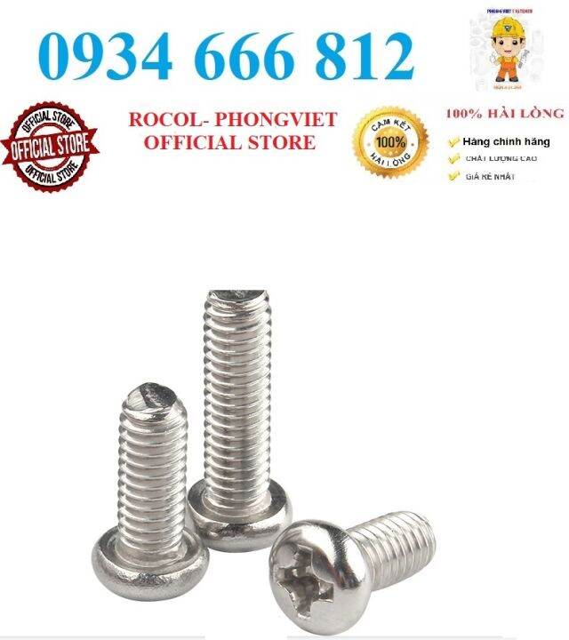 Set 10 cái M3-M6 Vít pake đầu tròn thân bulong inox304 M3-M6 | Lazada.vn