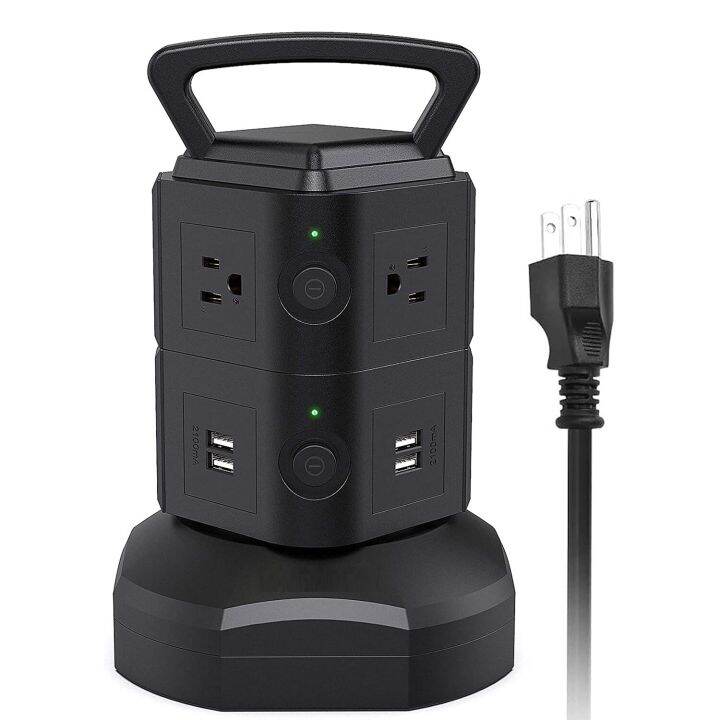 TESSAN US Multi Plug Power Strip Vertical Tower Socket With 6 AC ...