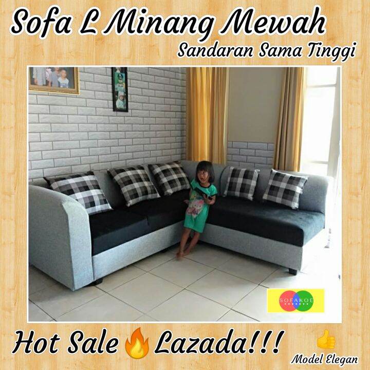 SOFA KOE L MINIMALIS MINANG MEWAH SANDARAN RATA TINGGI | Lazada Indonesia