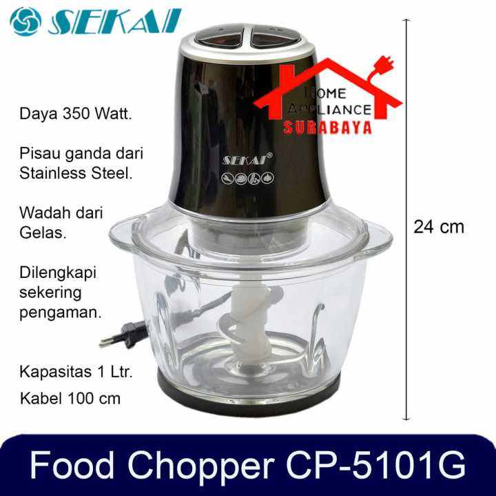 Sekai Food Chopper Processor - Alat Penggiling Daging Bumbu Kapasitas 1 Liter CP 5101 G | Lazada ...