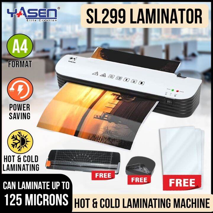 SL299 Laminator A4 Hot Cold Lamination with FREE Laminating Film Paper Trimmer Corner Rounder ...