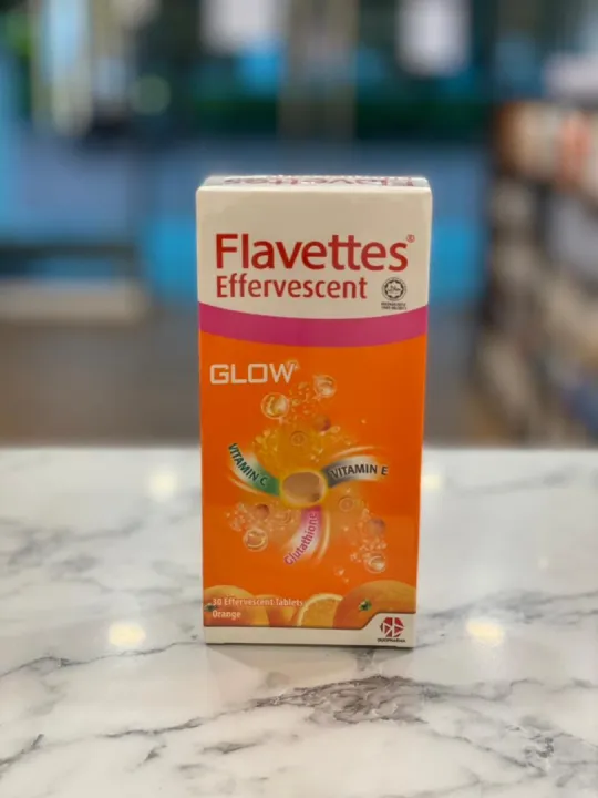 FLAVETTES Effervescent GLOW Vitamin C 1000mg + Vitamin E + Glutathione ...