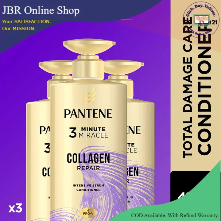 Pantene Collagen Repair Pro-V 3 Minute Miracle Conditioner [Total Damage Care] 480ml (3 pieces ...
