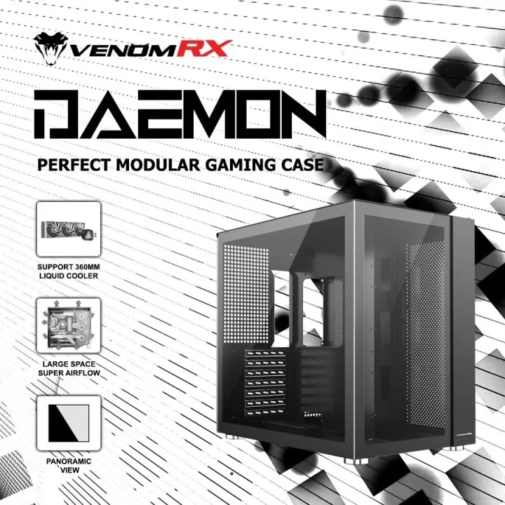 CASING VENOMRX DAEMON - mATX, ATX GAMING CASE - BLACK | Lazada Indonesia