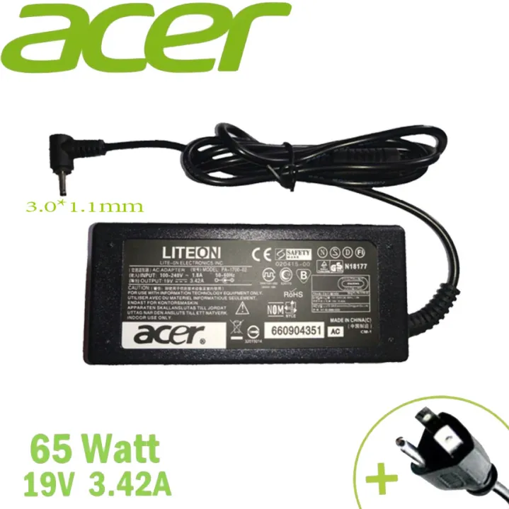 Acer Adapter 19v 3.42a ขนาด 3.0mm x1.1mm 65w acer Aspire A315-55 series ...