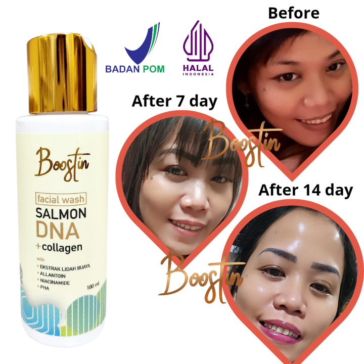 Boostin Facial Wash Salmon Dna + Collagen Brightening Anti Aging & Anti Wrinkle -100 ML Sabun ...