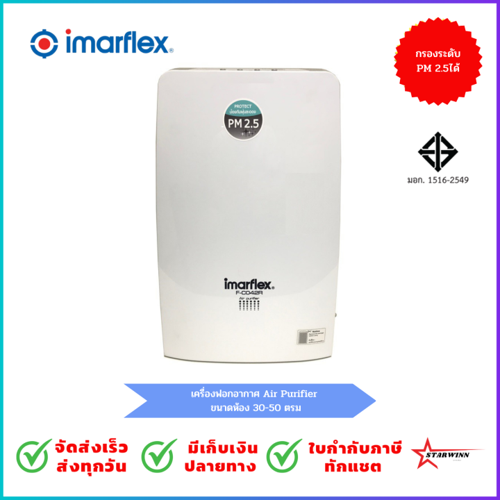 ฟรีส่วนลด200 บาท กดรับใช้ได้ทันที !! IMARFLEX เครื่องฟอกอากาศ Air Purifier รุ่น F-C042R กรองPM 2 ...