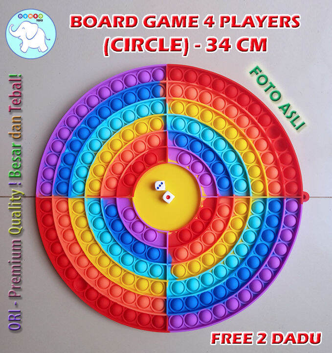 Pop It Board Game Persegi Panjang Bulat Jumbo Battle Free Dadu Rainbow ...