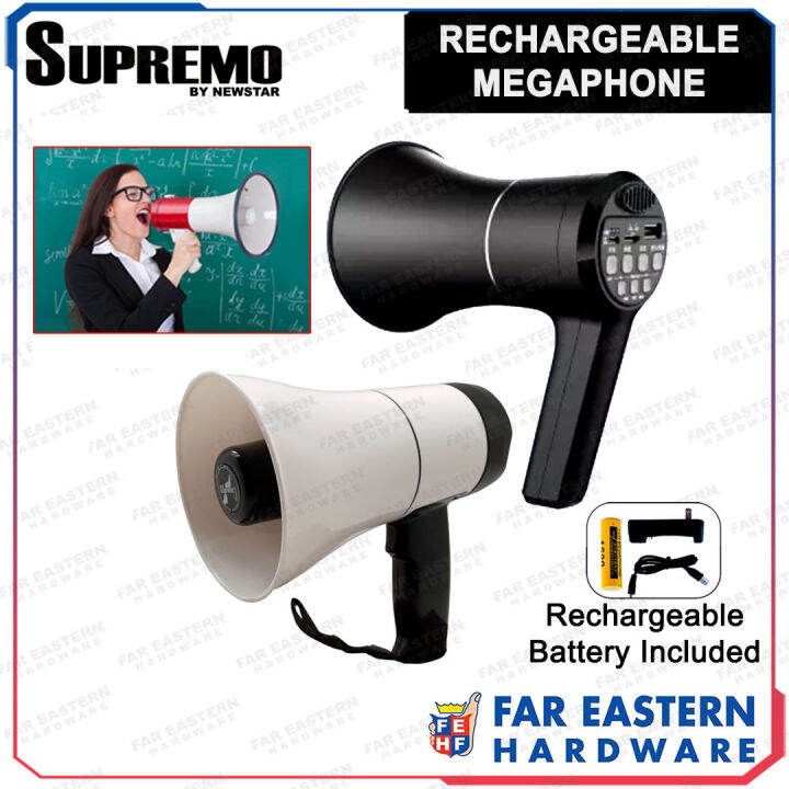 SUPREMO Hand Held Rechargeable Megaphone Speaker with Lithium Ion ...