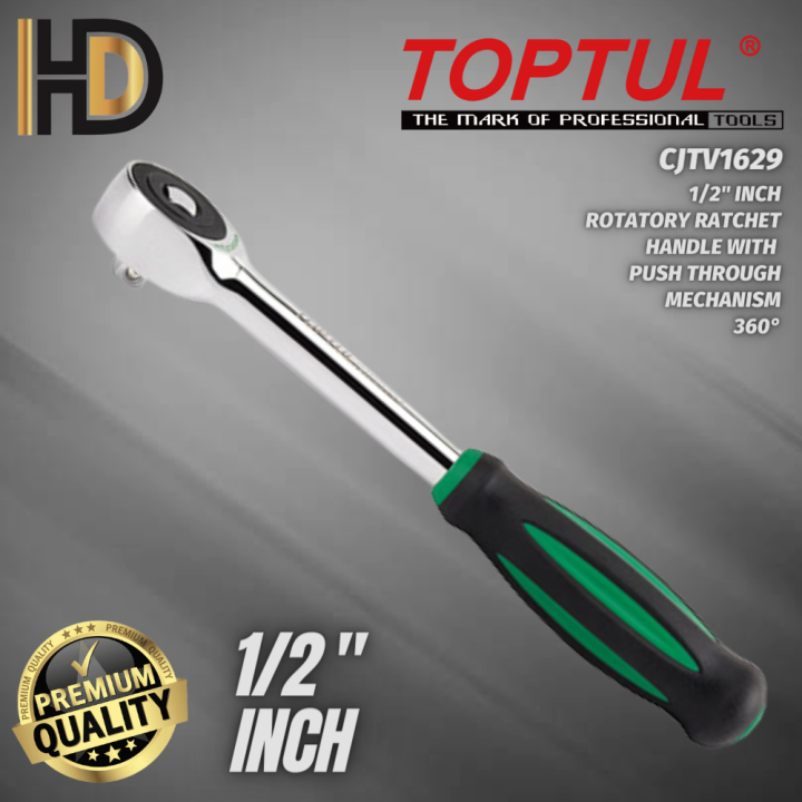 TOPTUL 1/2" DR Rotatory Ratchet Handle With Push - Through Mechanism 60 ...