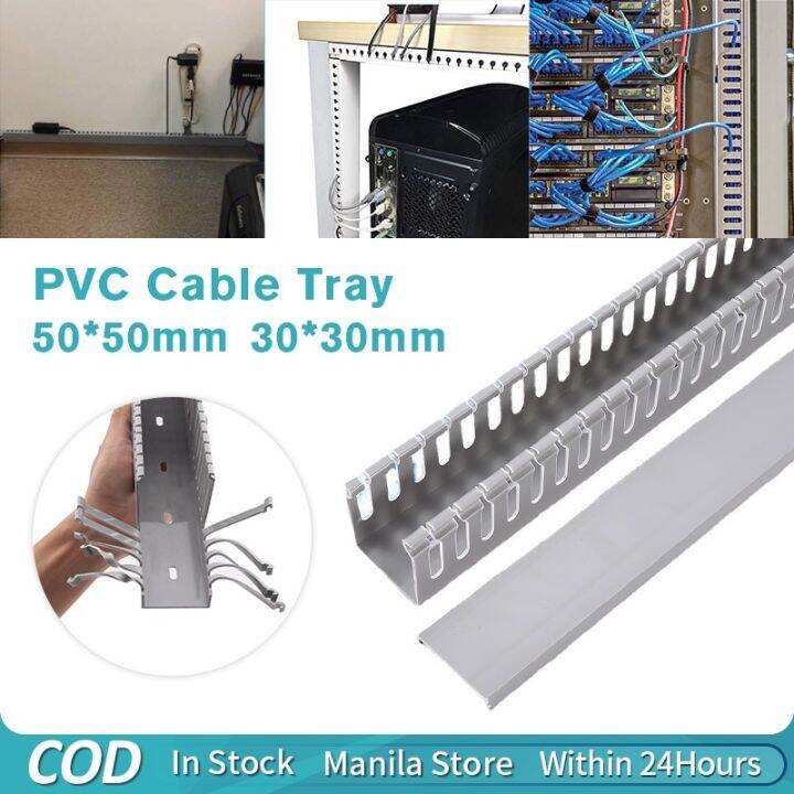 Cable Management Open Slot Cable Management Raceway 1m PVC Cable Tray Cable Wall Wire Duct ...