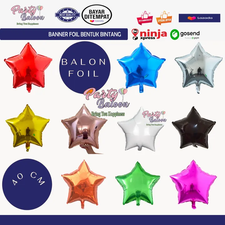 Balon Foil Bentuk Bintang 40 Cm | Foil Star shape 18 Inch balon ulang ...