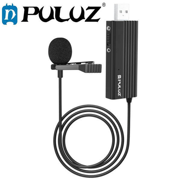PULUZ USB Clip-on Wired Lapel Mic Recording Microphone Lavalier Silent ...