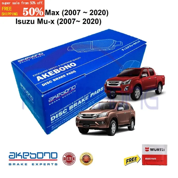 Genuine Akebono Front Brake Pads for Isuzu D-Max (2007 - 2020) Isuzu Mu-X 1.9/2.5/3.0 (2007 ...