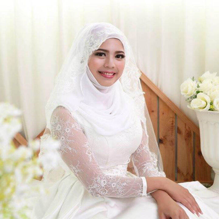 Wedding veil lace Nikah lace veil Ivory 3 meter | Lazada