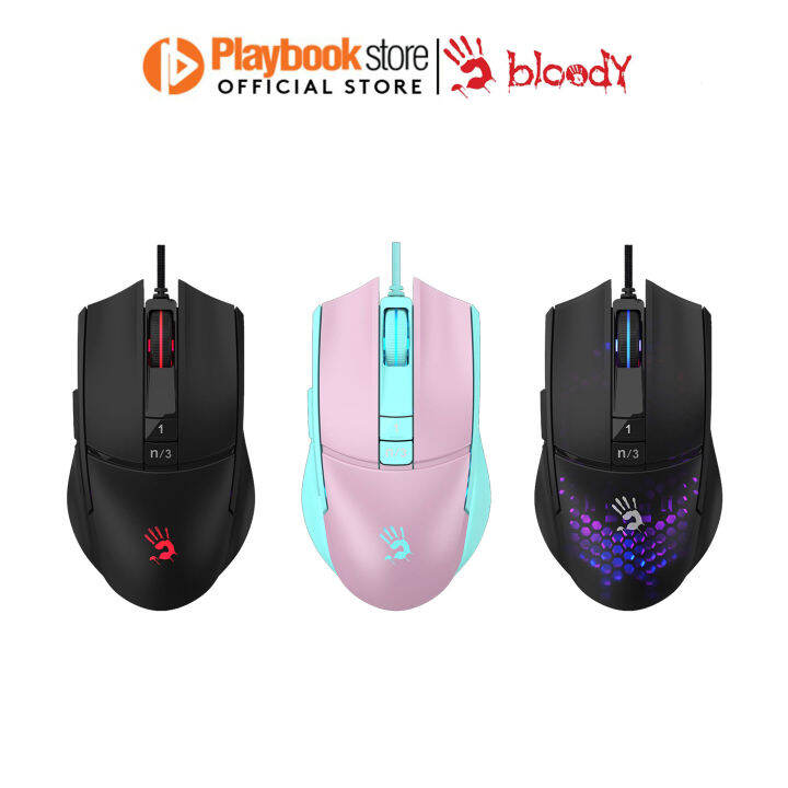 A4Tech Bloody L65 Max 12,000 CPI RGB 8000 FPS Braided Cable Lightweight Wired Gaming Mouse ...