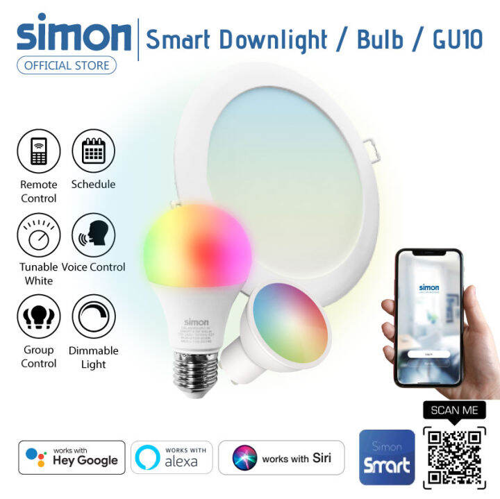 SIMON Valor Smart Downlight / Bulb / GU10 Tunable Dimmable Recessed ...