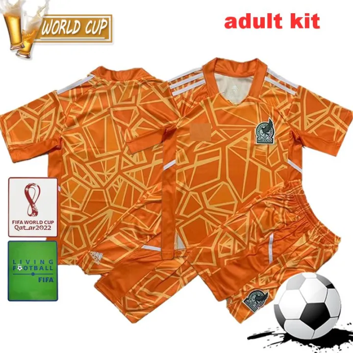 Adult kit Mexico national team orange goalkeeper soccer Jersey 2022 ...