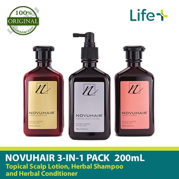 Novuhair 3in1 - Topical Scalp Lotion 200ml, Herbal Shampoo 200ml and ...