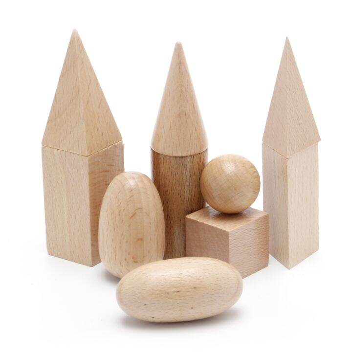 Wooden Geometric Solids 3-D Shapes Montessori Learning Resources for ...