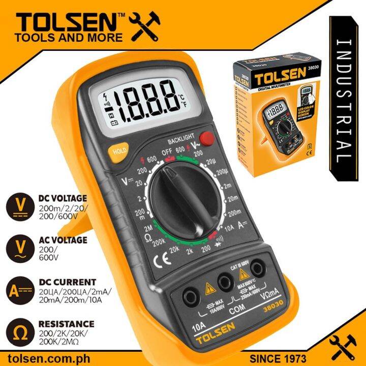 Tolsen Digital Multimeter w/ LCD Color Screen (AC/DC) 38030 CE Approved ...